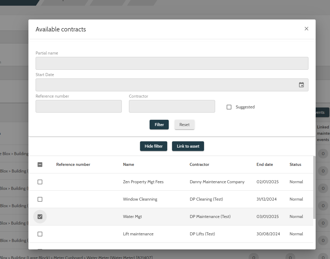Finding Contracts that could be linked to Assets – Dwellant Help Centre