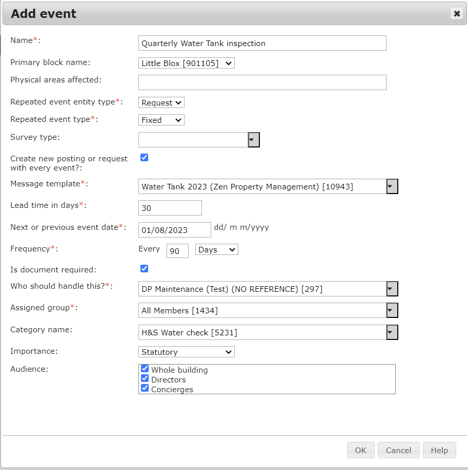 Adding single events PME (Classic Dwellant) – Dwellant Help Centre