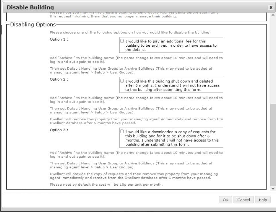 Disable building – Dwellant Help Centre