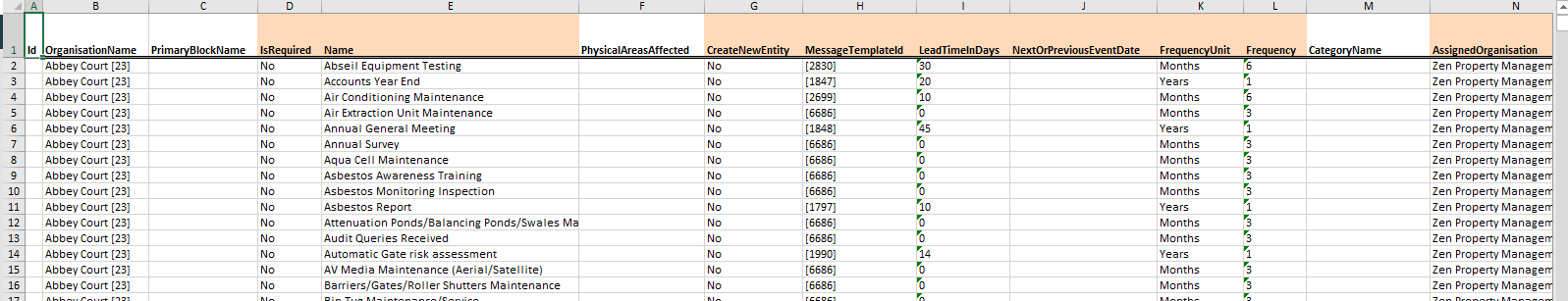 Adding a batch of Planned Maintenance Events – Dwellant Help Centre