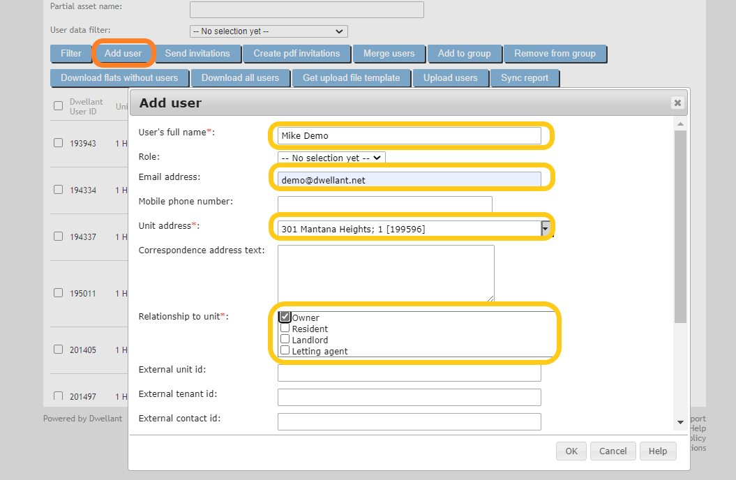 Adding an Additional Unit to a User – Dwellant Help Centre